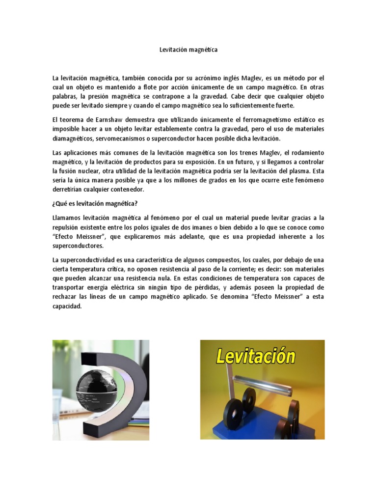 ¿Qué es la levitación magnética? | PDF | Ciencia y matemáticas | Tecnología