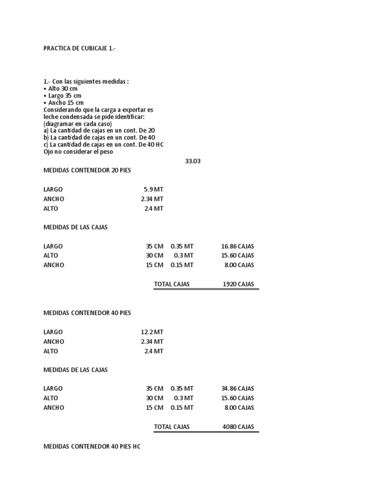 Practica de Cubicaje | PDF | Herramientas | Comercio