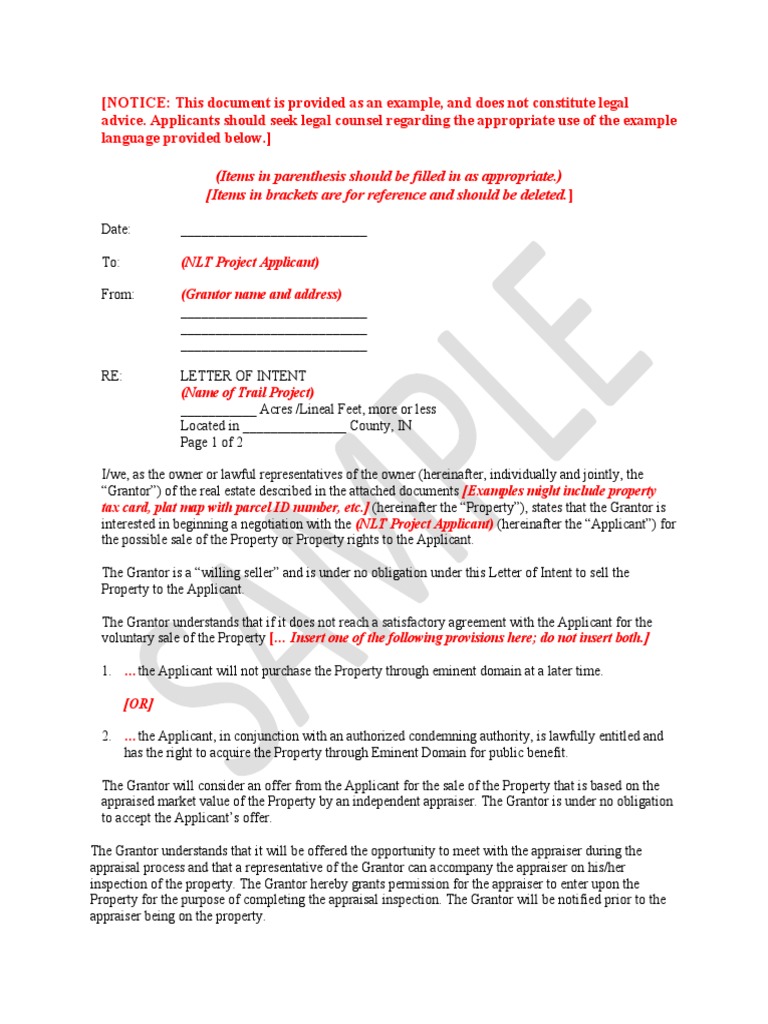 Sample Letter of Intent To Sell Property | PDF | Conveyancing | Real ...