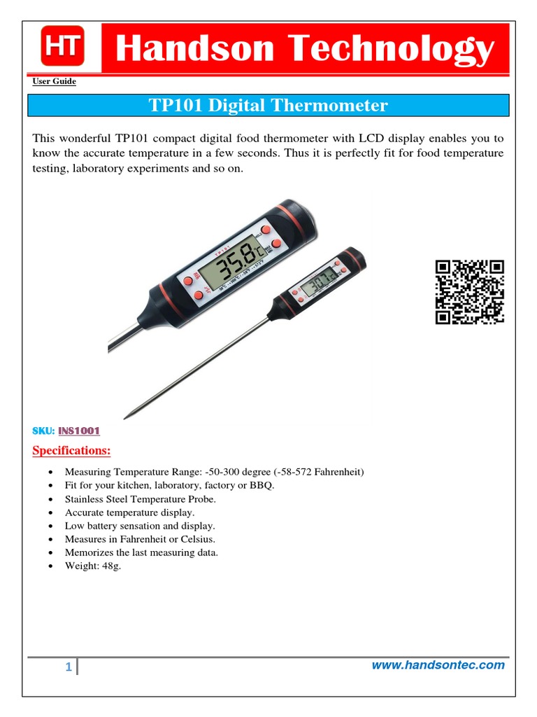 TP101 Thermometer PDF | PDF | Temperature | Thermometer