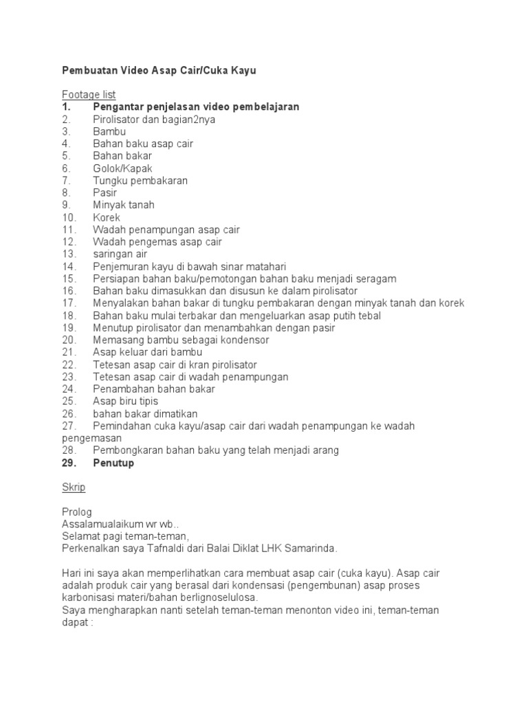 Pembuatan Video Asap Cair | PDF