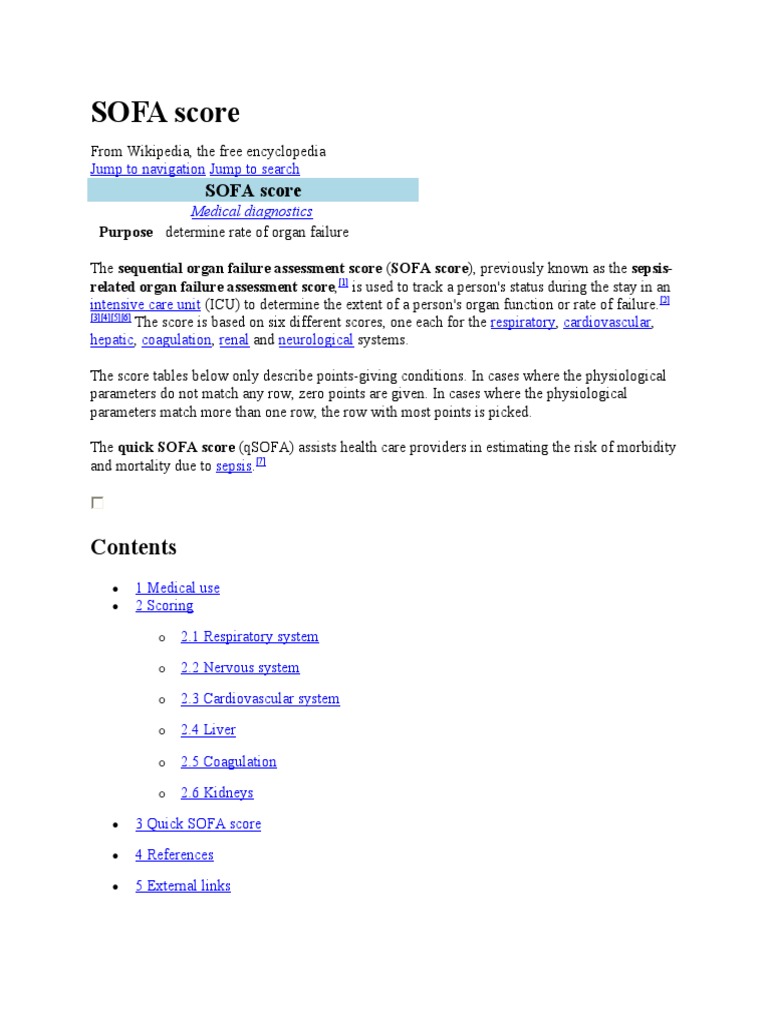 Assessing Organ Dysfunction: An Overview of the Sequential Organ ...