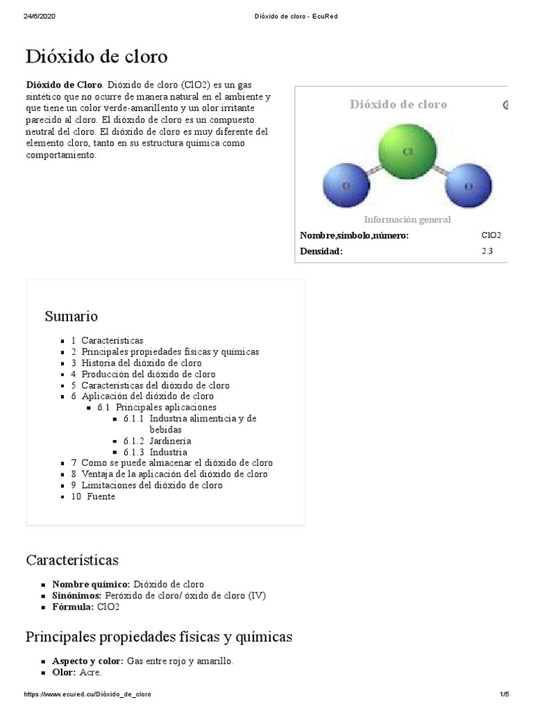 Dióxido de Cloro | PDF | Cloro | Agua