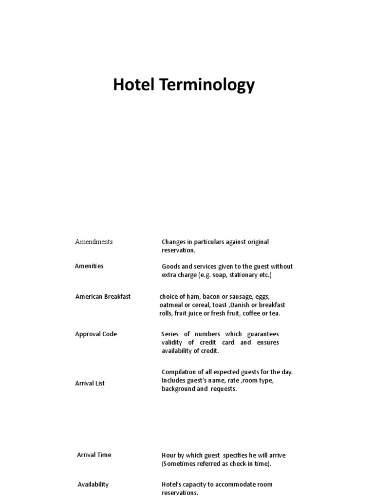 Hotel Terminology Update of 2020 | PDF | Fee | Hotel
