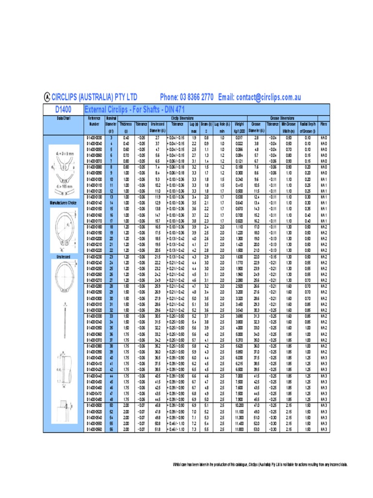 CirClip External Catalog | PDF | Engineering Tolerance | Descriptive ...