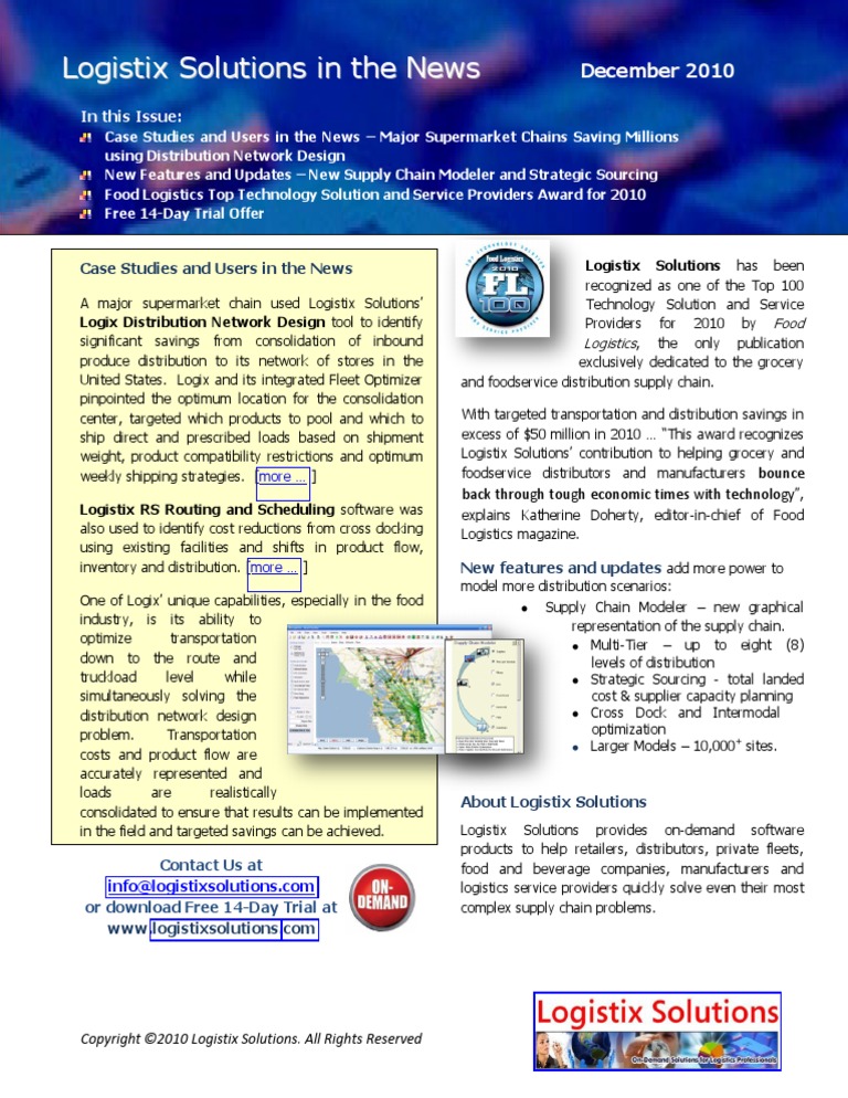 Logistix Solutions Newsletter December 2010 | PDF | Logistics | Supply Chain