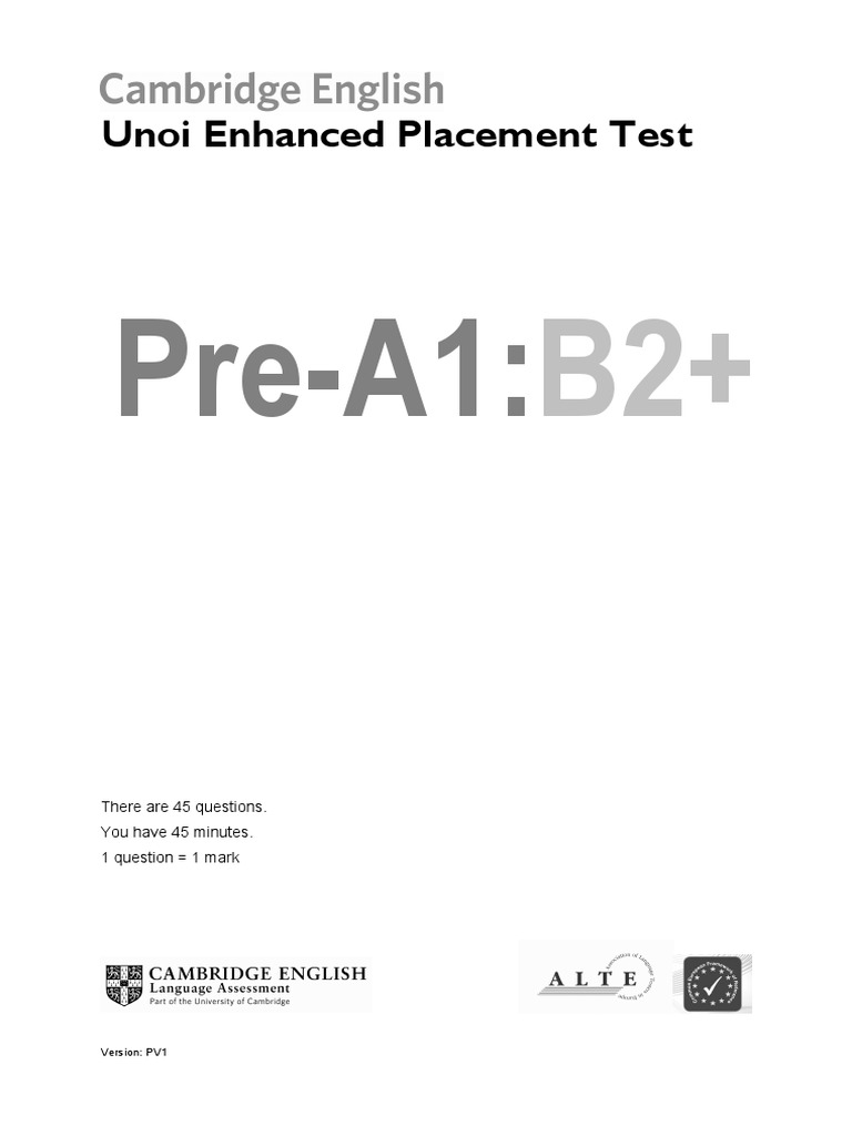Enhanced Placement Test A1 - B2 QP | PDF | Scuba Diving | Chocolate
