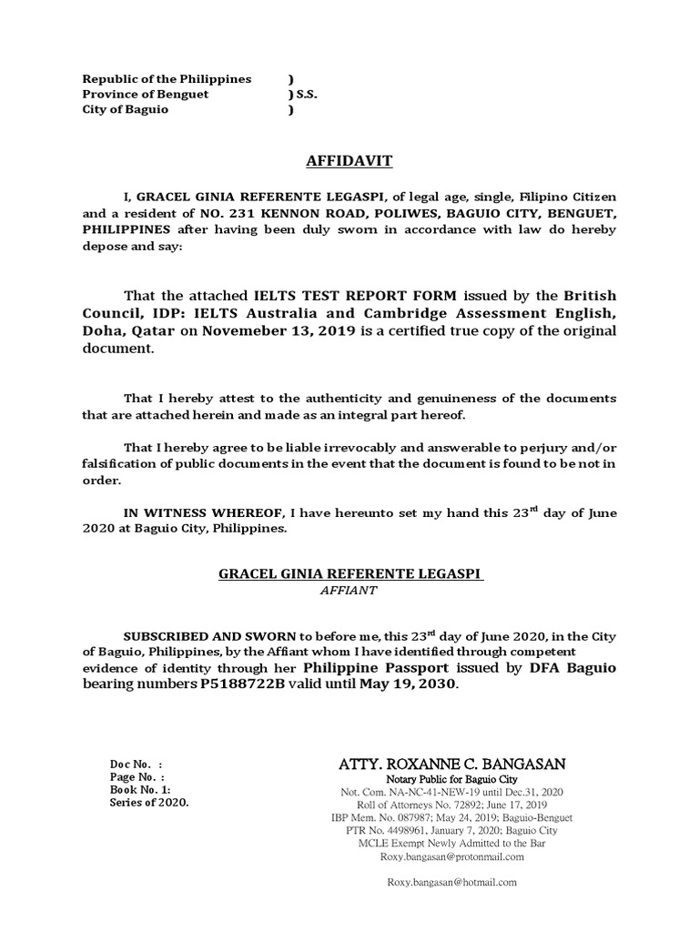 Affidavit: Council, IDP: IELTS Australia and Cambridge Assessment ...