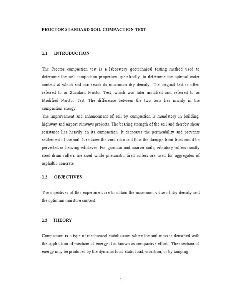 Proctor Standard Soil Compaction Test Report | PDF | Civil Engineering ...