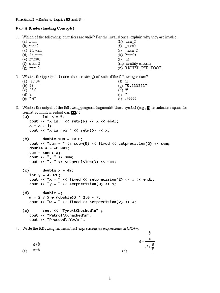 Practical 02 - Primitive Data Types & Operations | PDF | Foot (Unit ...