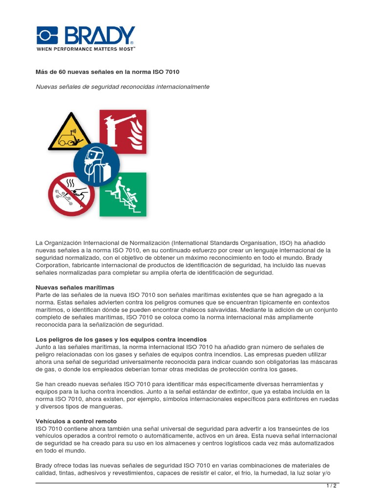Ces - Brady New Iso Safety Signs PDF | PDF | Organización internacional ...