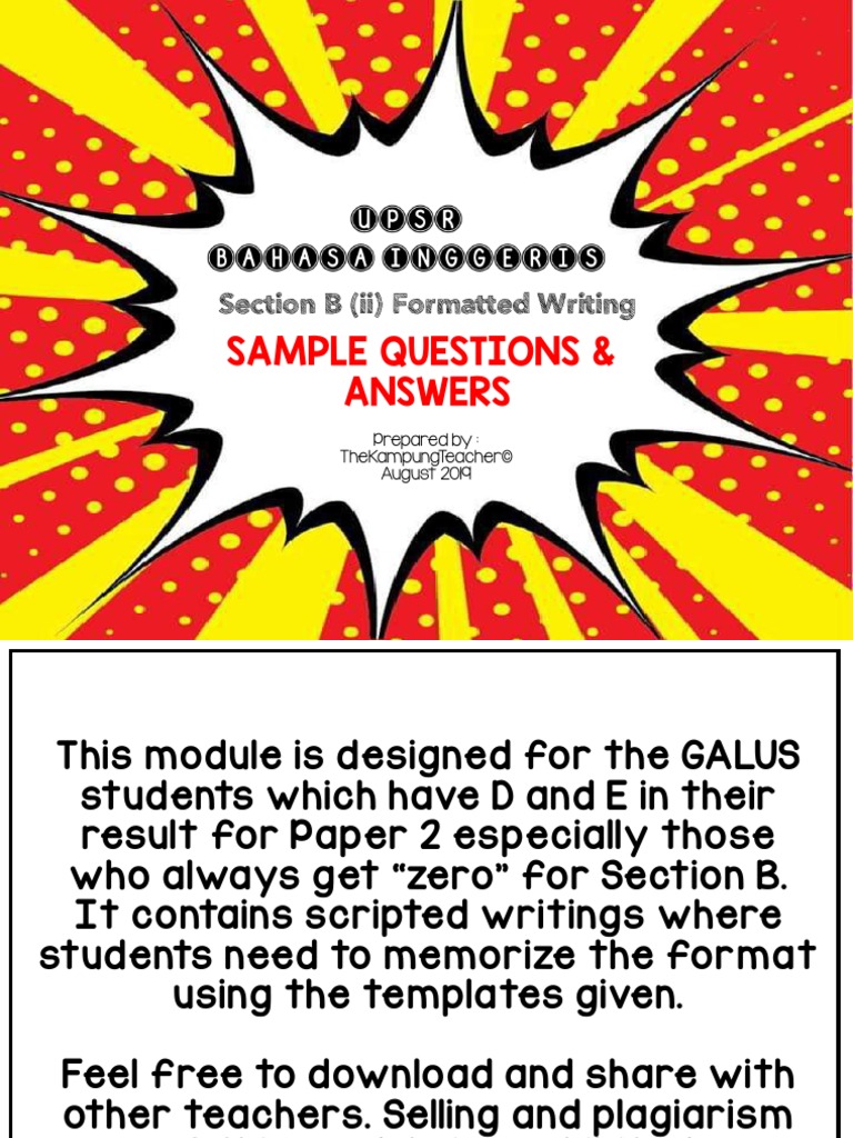 Sample Questions & Answers: Section B (Ii) Formatted Writing | PDF ...