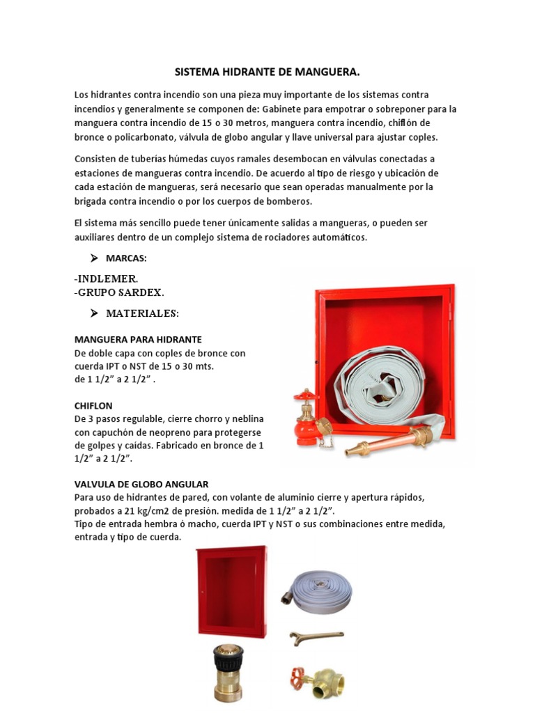 Sistema de Hidrantes y Mangueras Contra Incendios | PDF