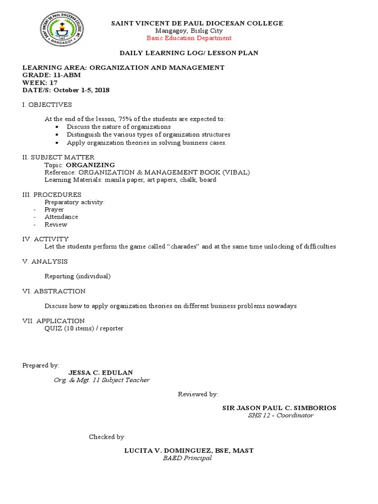 Lesson Plan Grade 11 ABM (Week 17) | PDF