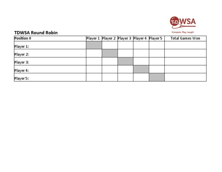 Tdwsa Round Robin Template | PDF | Sports & Recreation