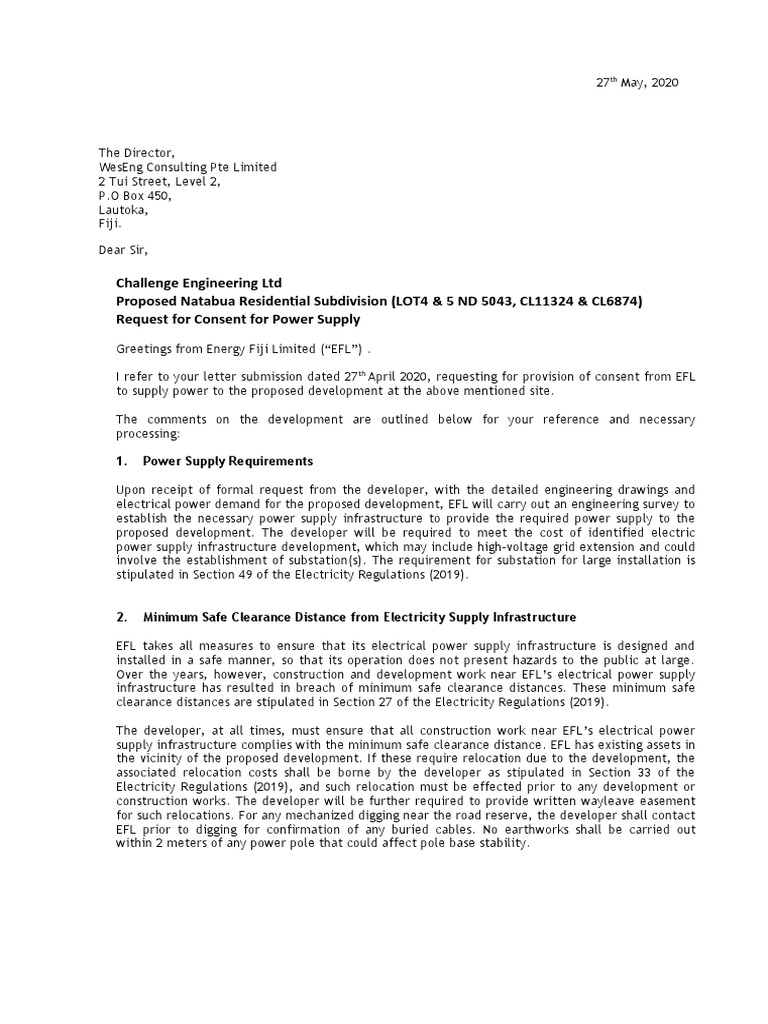 WesEng Letter | PDF | Power Supply | Road