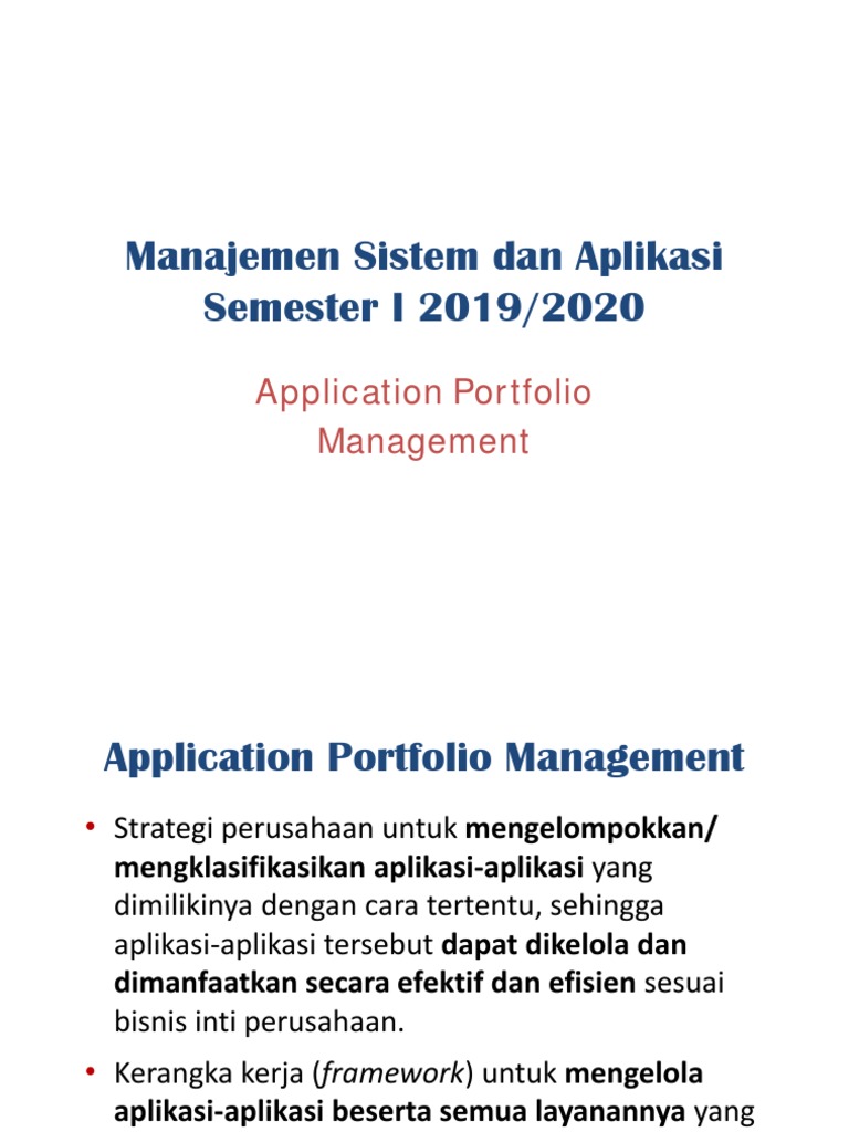 6 - MSA 2019-2020 - Application Portfolio Management Application Performance Management | PDF ...