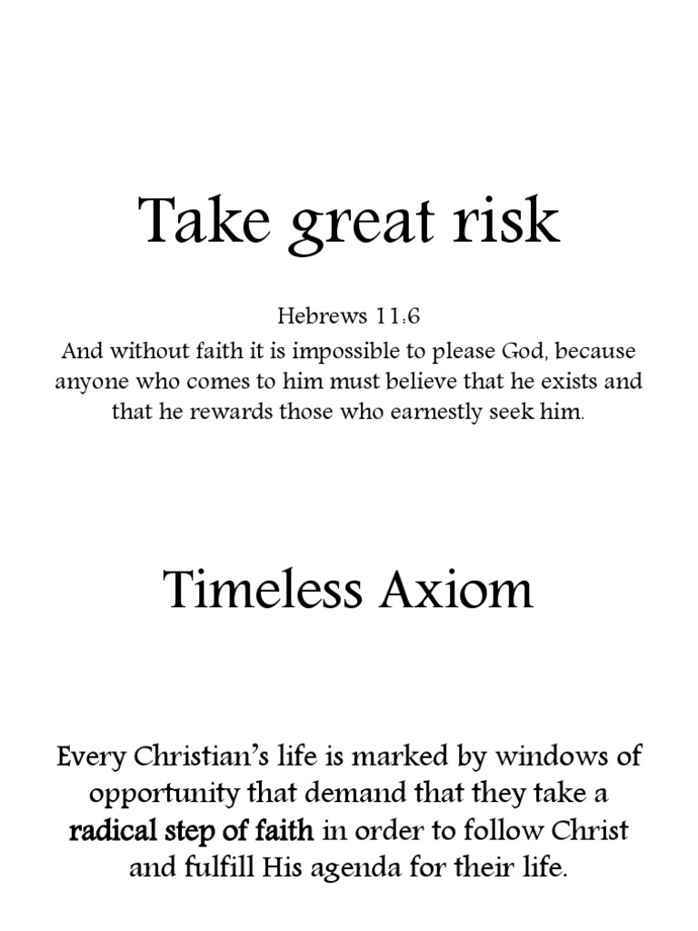 Take Great Risk | PDF | Faith | Jesus