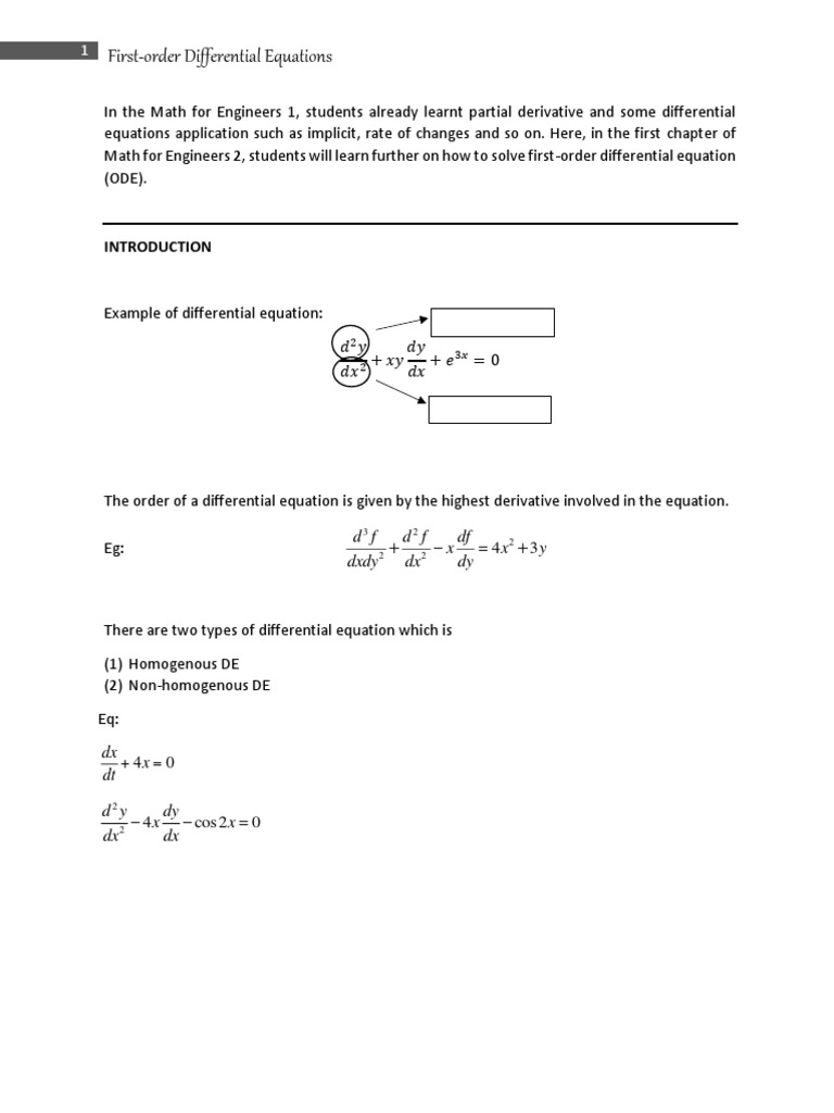 First-Order Differential Equations: DF DF DF X X y Dxdy DX Dy | PDF ...