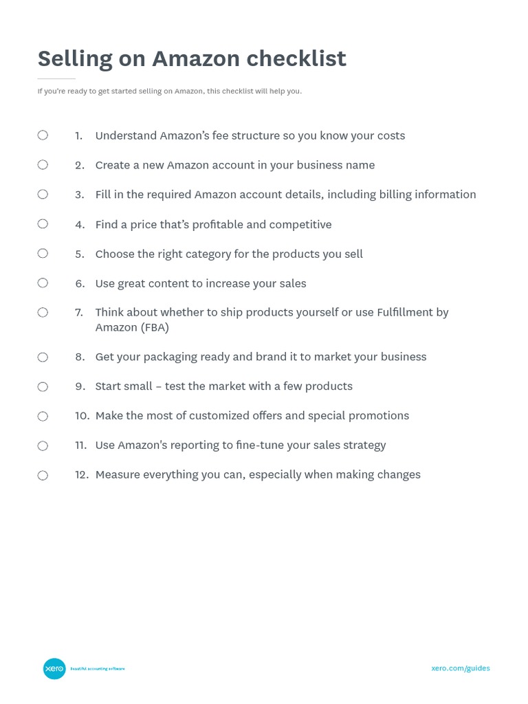 Selling On Amazon Checklist Us | PDF