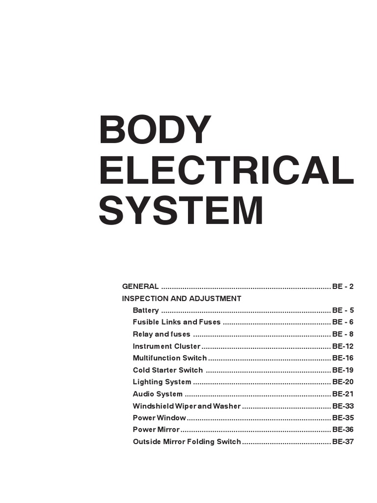 BE (Body Electrical System) | PDF | Electrical Connector | Fuse (Electrical)