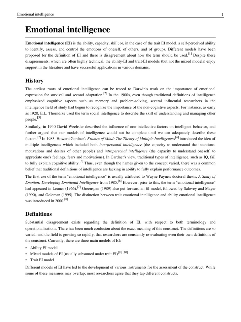 Emotional Intelligence | PDF | Emotional Intelligence | Intelligence ...