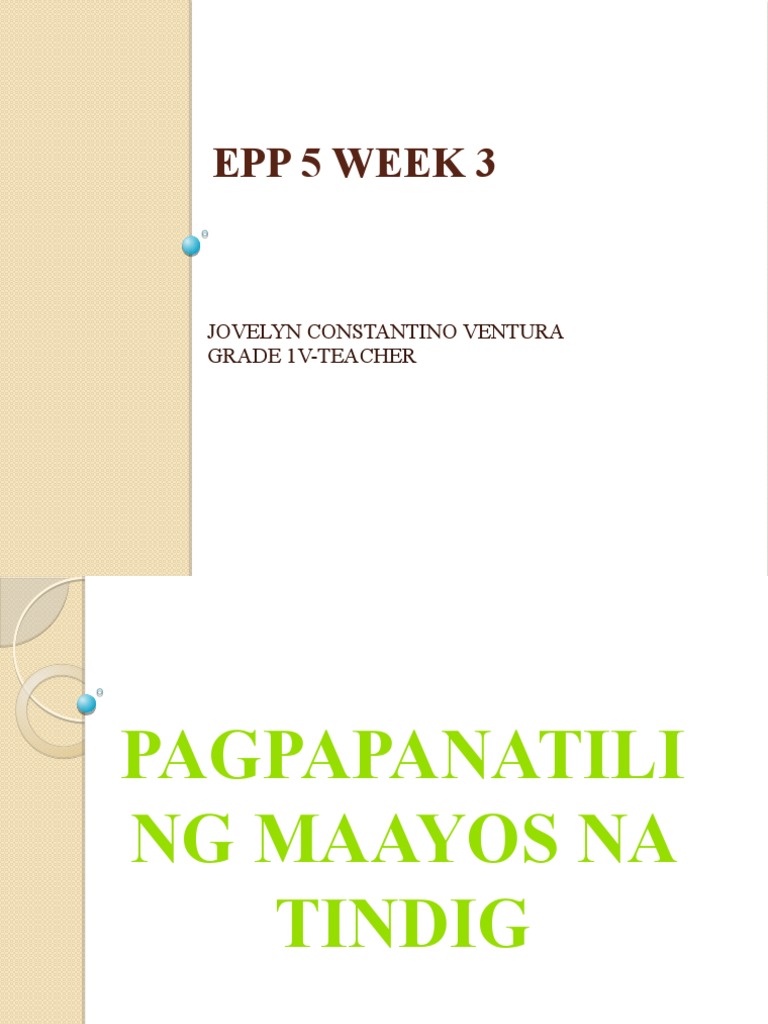EPP 5 Week 3 | PDF
