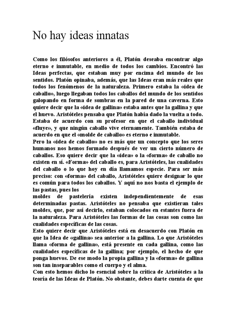 Ideas Innatas Aristoteles | PDF | Platón | Aristóteles