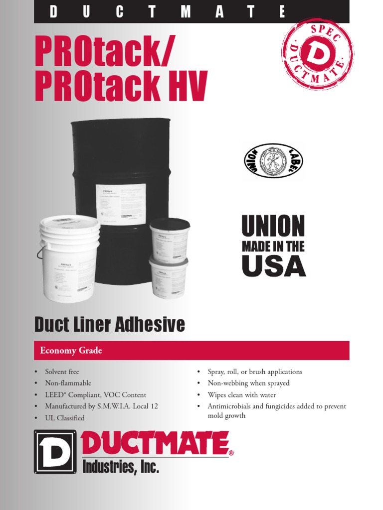 Ductmate Protack Duct Liner Adhesive | PDF | Duct (Flow) | Damages
