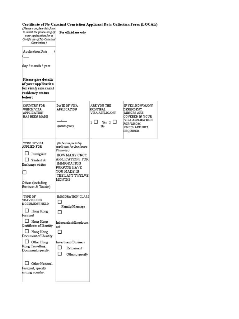 Day / Month / Year: Certificate of No Criminal Conviction Applicant ...