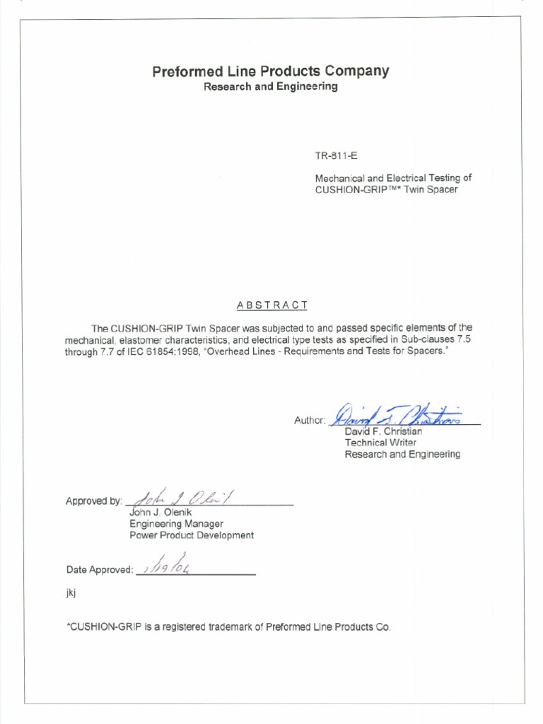 98 - PLP Spacer Type Tests | PDF