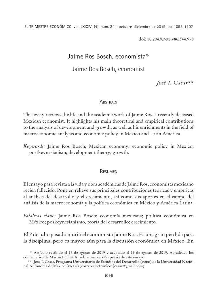 Legado de Jaime Ros Bosch en economía | PDF | Crecimiento económico ...