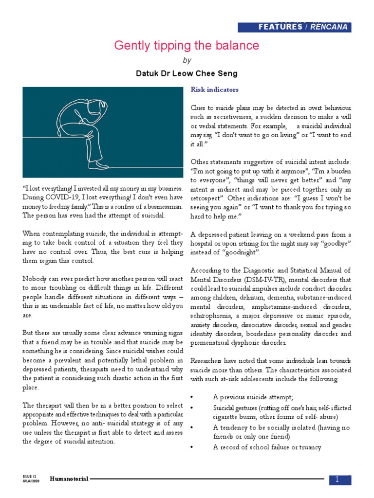 Gently Tipping The Balance | PDF | Mental Disorder | Suicide