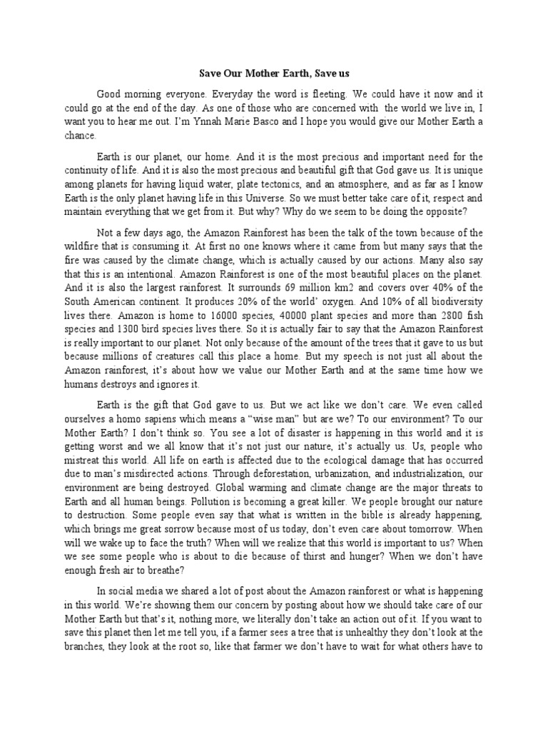 Save Our Mother Earth | PDF | Earth | Environmental Degradation