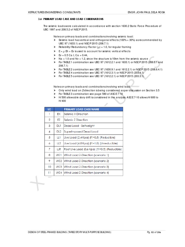 3.6 Primary Load Case and Load Combinations | PDF