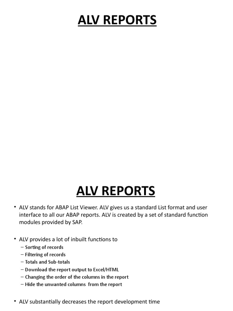 Alv Reports | PDF | Subroutine | Parameter (Computer Programming)