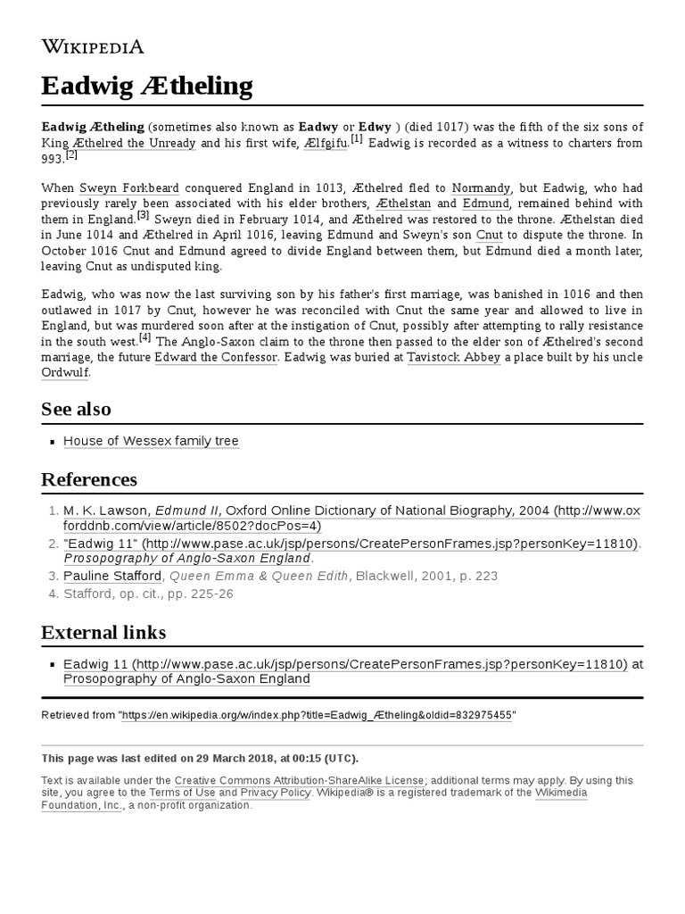 Eadwig Ætheling | PDF