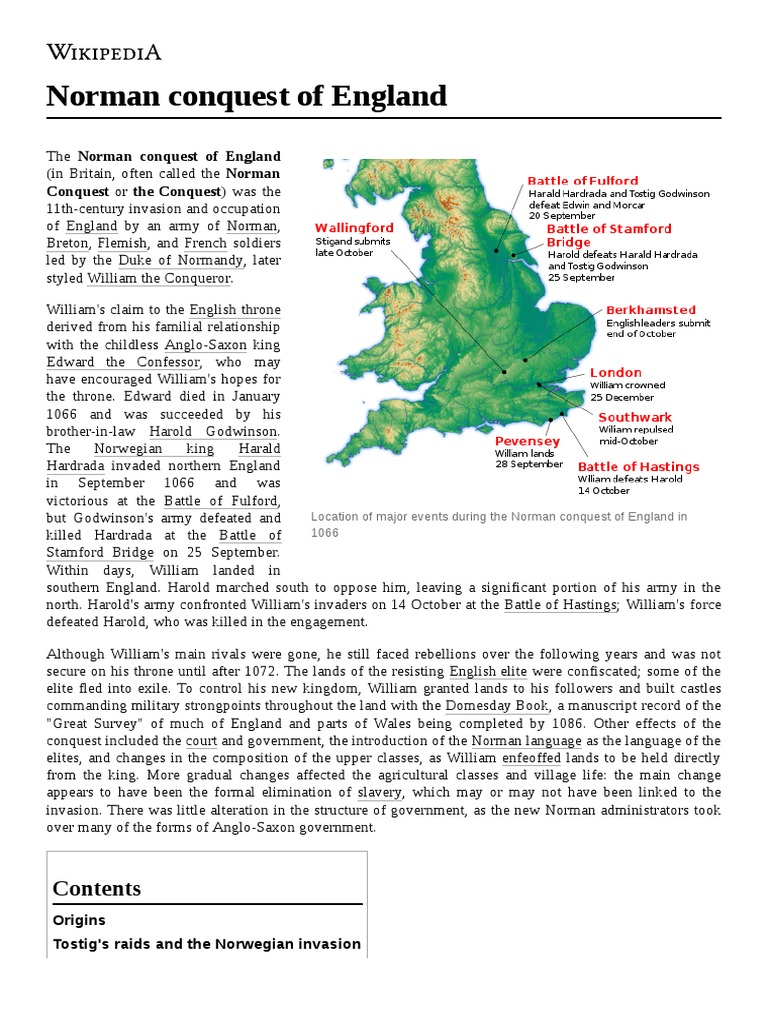 Norman Conquest of England: Conquest or The Conquest) Was The | PDF ...