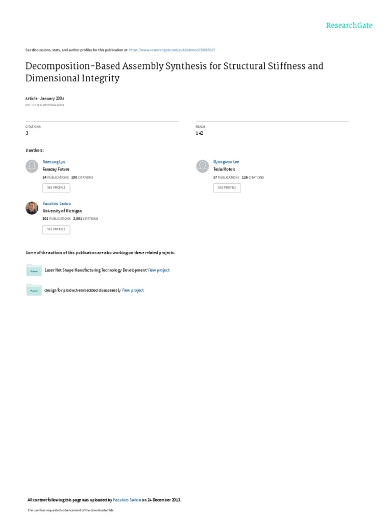 Decomposition-Based Assembly Synthesis For Structure | PDF | Mathematical Optimization ...