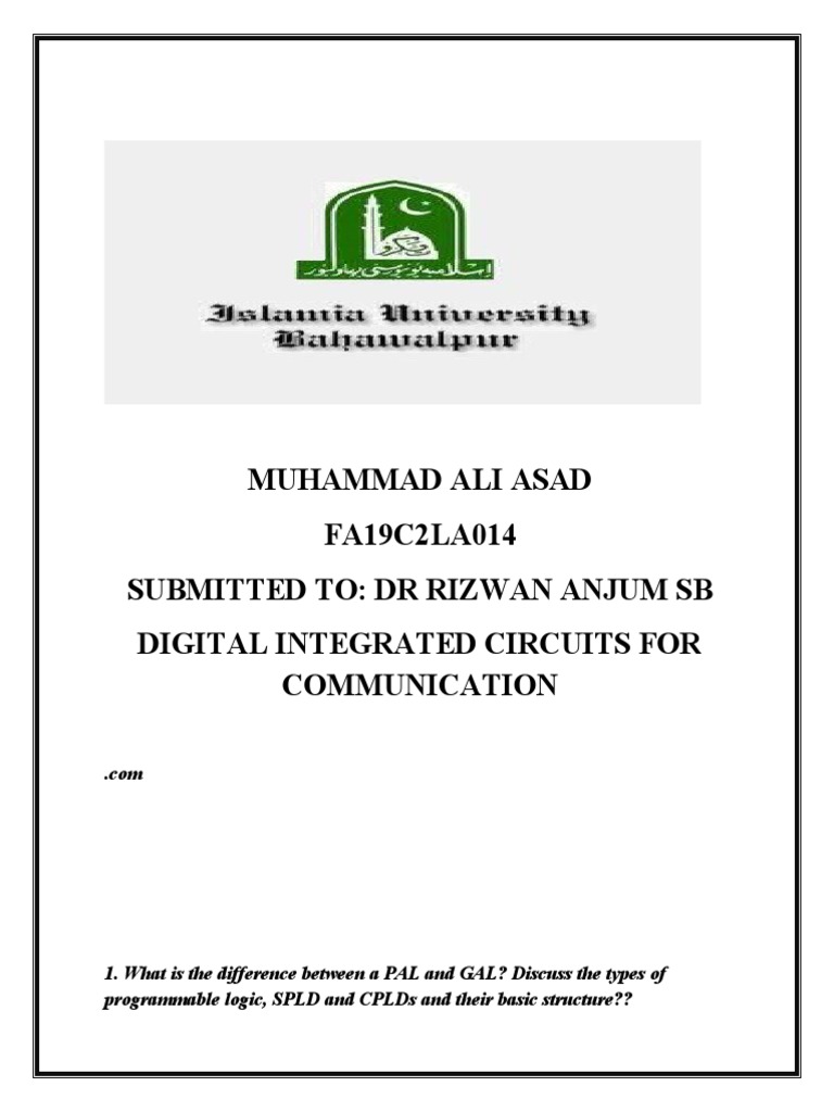 Assignment - Muhammad Ali Asad - 014 | PDF | Mosfet | Cmos