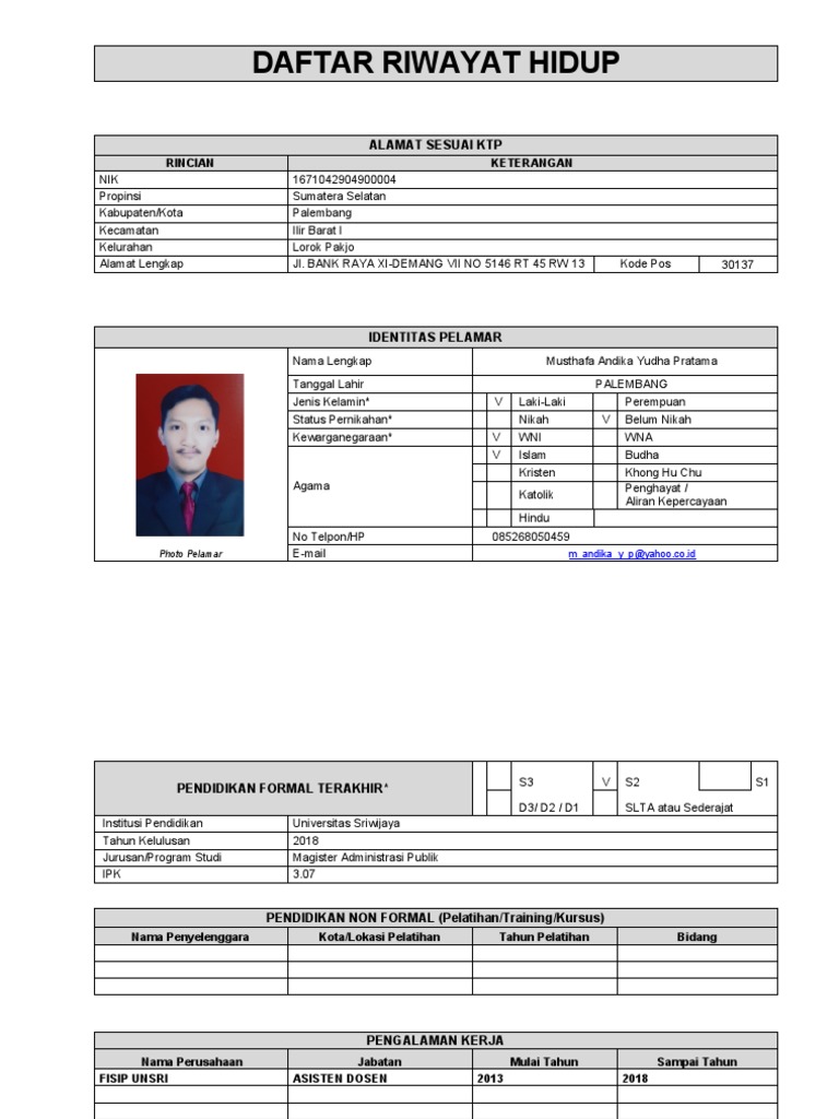 Format Daftar Riwayat Hidup | PDF