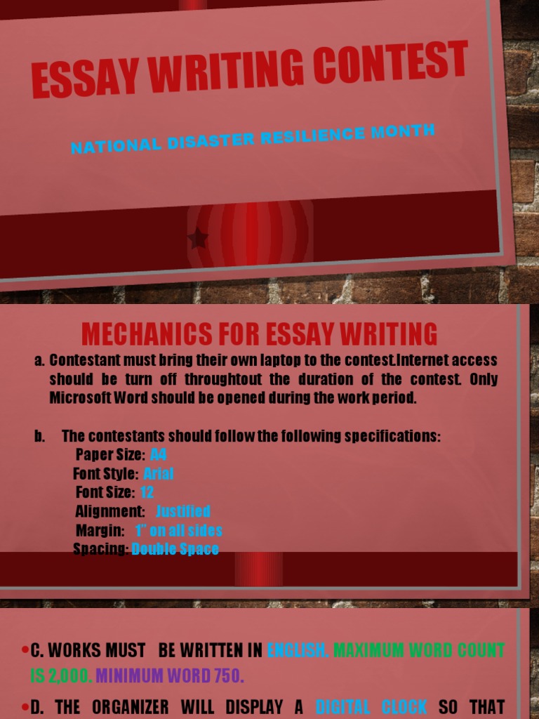 Essay Writing Contest: National Disaster Re Silience Month | PDF ...