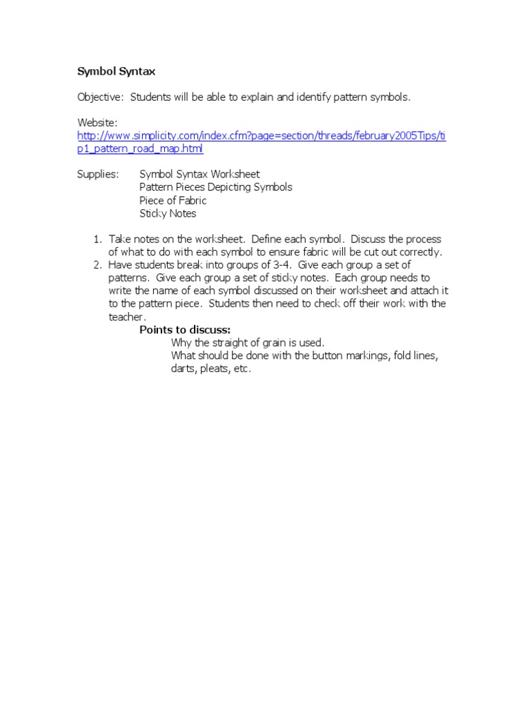 Symbol Syntax Lesson Plan 1 PDF | PDF