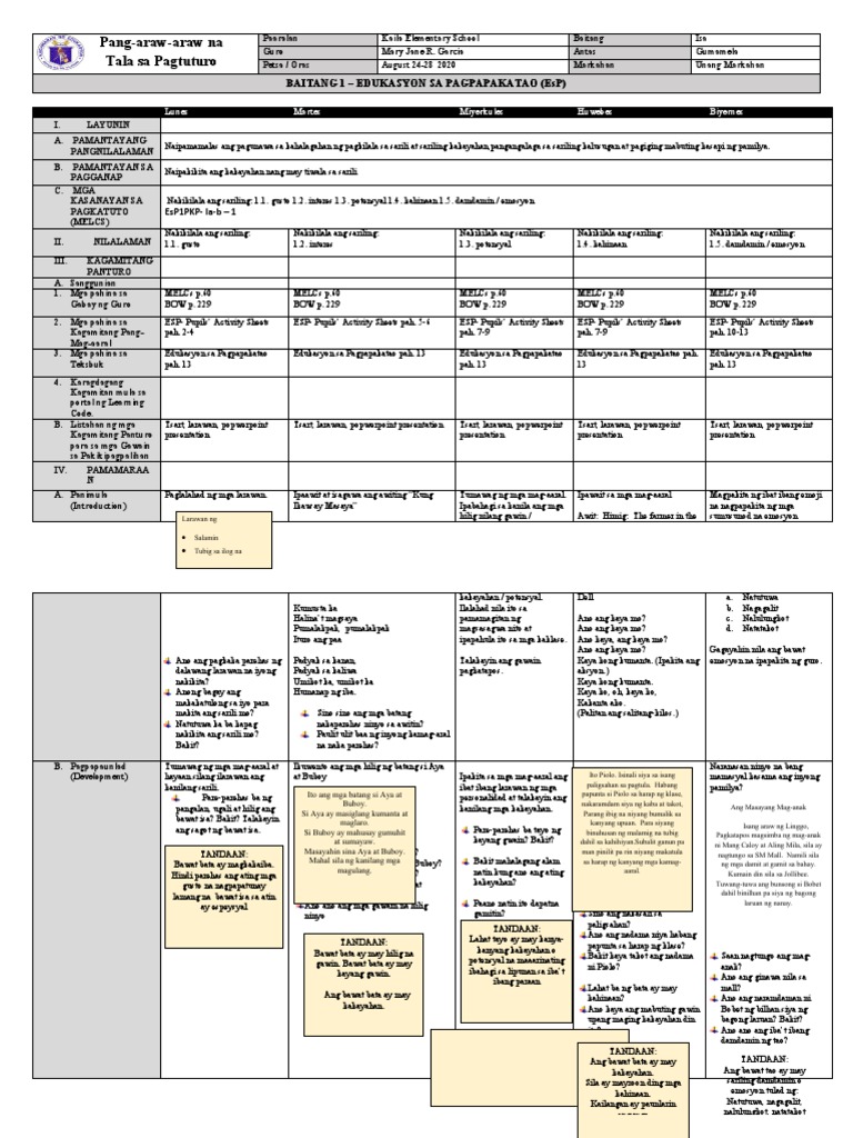 L.e-Esp1-Q1 - Week1 | PDF