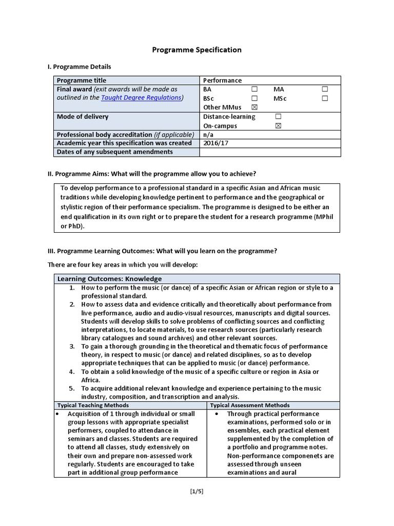 Soas MMUS Performance | PDF | Educational Assessment | Master's Degree