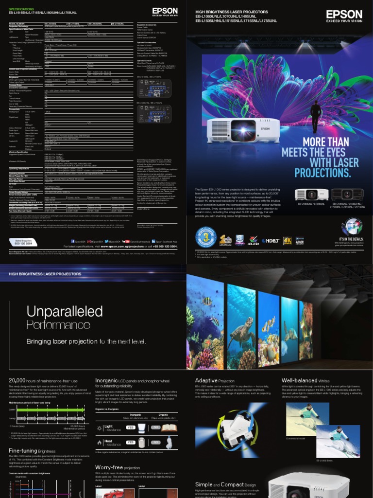 Epson EB-L1000 Series Update 1119 LOWRES PDF | PDF | Zoom Lens | Camera ...