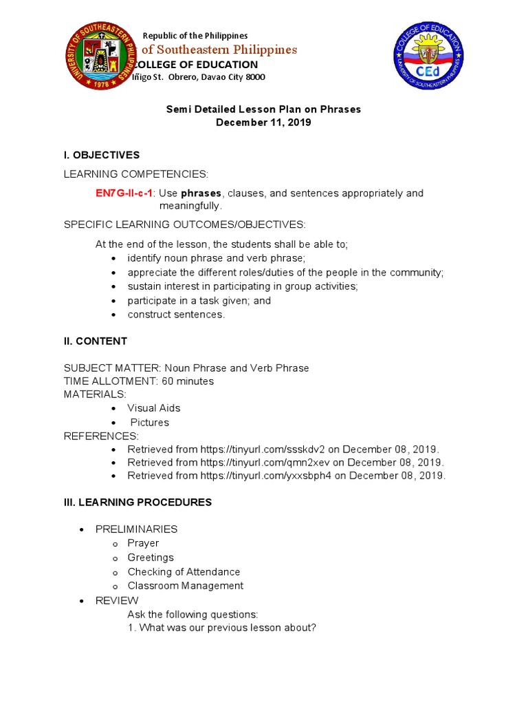 Lesson Plan Design For Indigenous People | PDF | Phrase | Verb