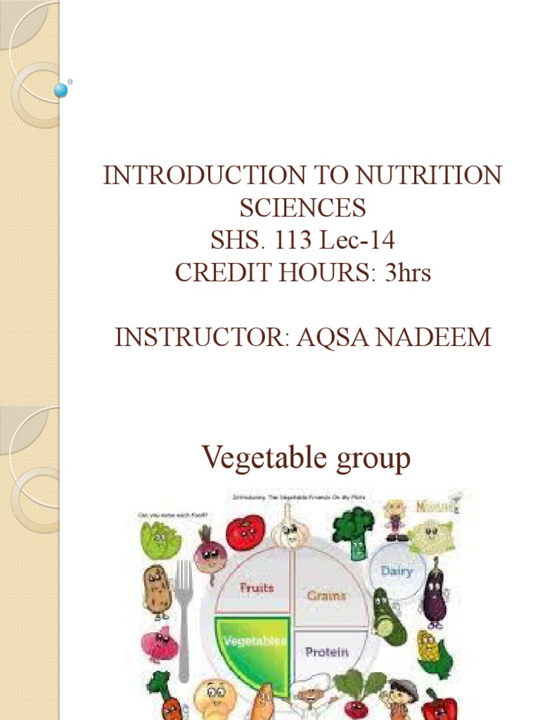 Introduction To Nutrition Sciences SHS. 113 Lec-14 Credit Hours: 3Hrs ...
