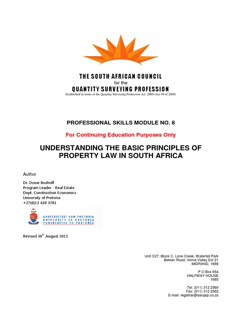 Basic Principles of Property Law in SA | PDF | Concurrent Estate ...