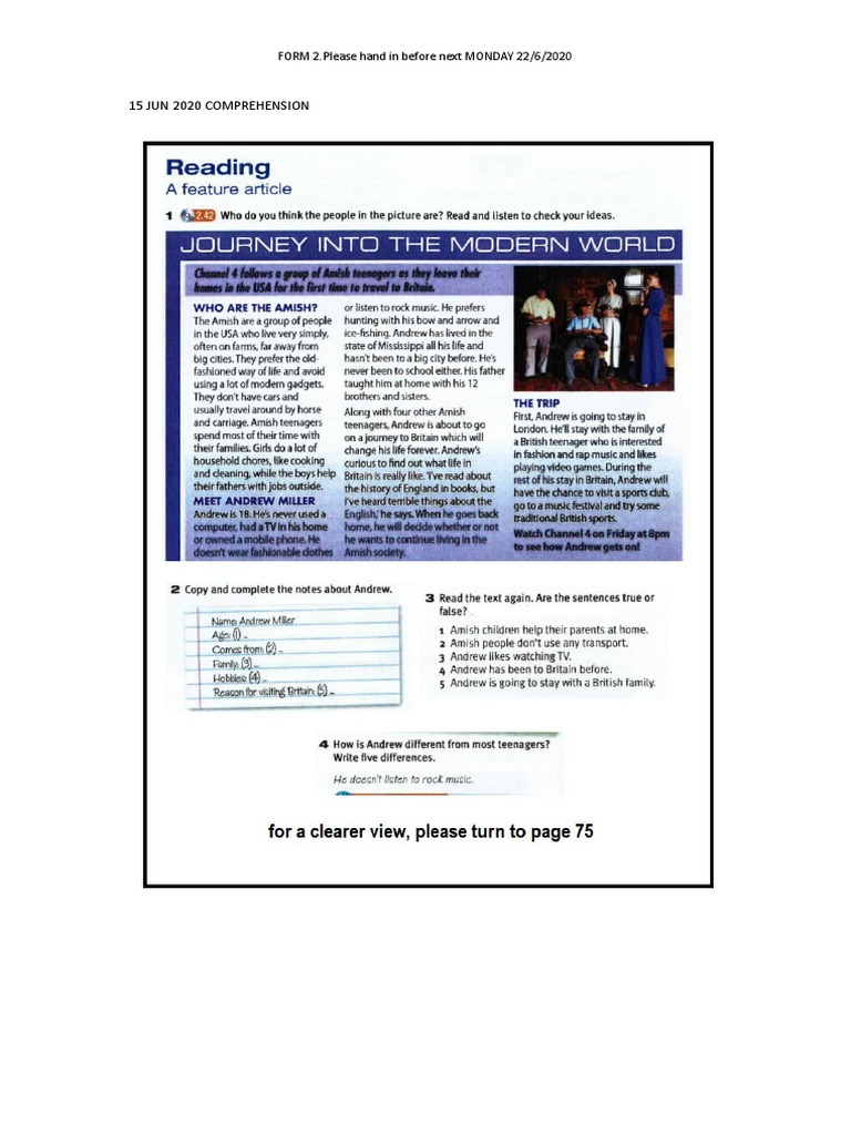 Form 2 homework submission deadline June 22 | PDF